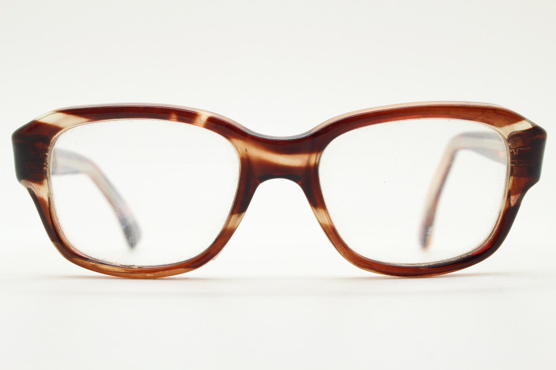 60s Vintage Rectangular Glasses. Thick Mottled Brown Acetate Optical ...