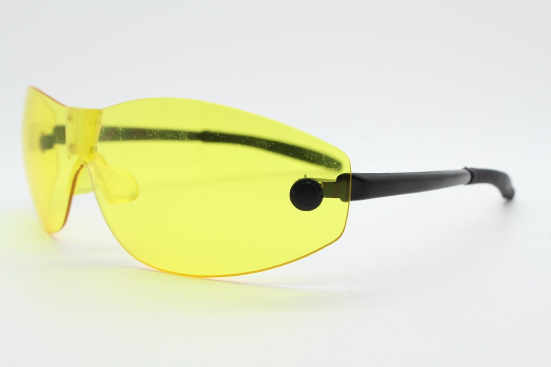 Y2K Vintage Visor Sunglasses. Blazing Yellow Frameless Mono Lens Shield ...