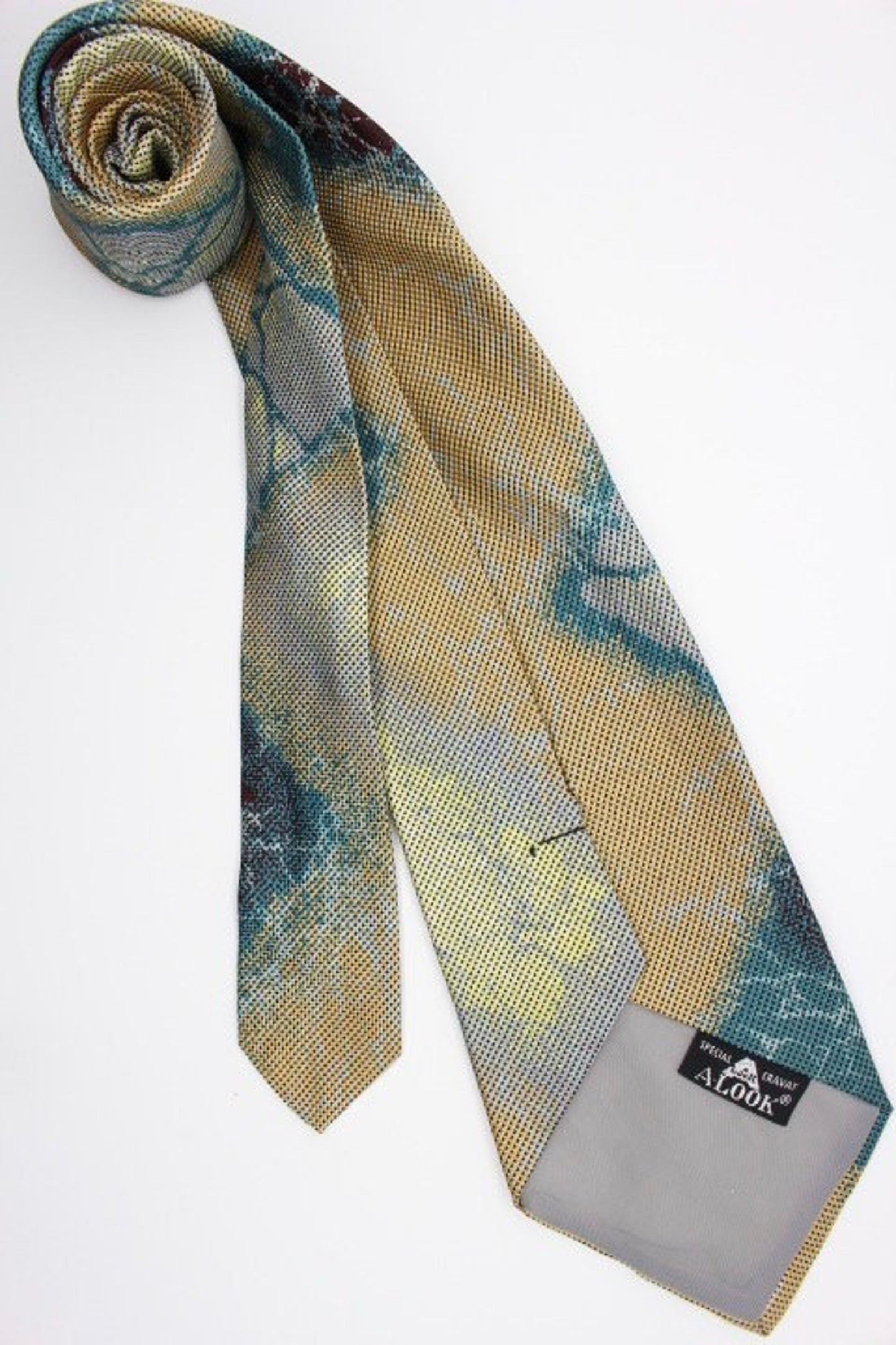 70s Vintage All Silk Necktie Made in Japan by Asakura. Woven Non ...