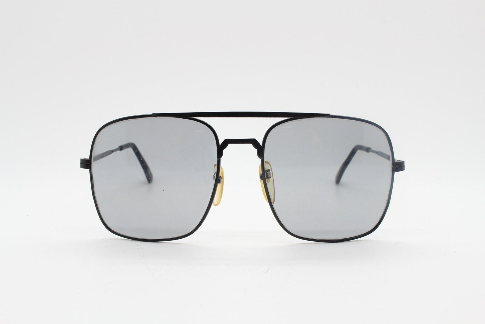 Vintage 70s Square Aviator Sunglasses. Men's Metal Frame Aviators With ...