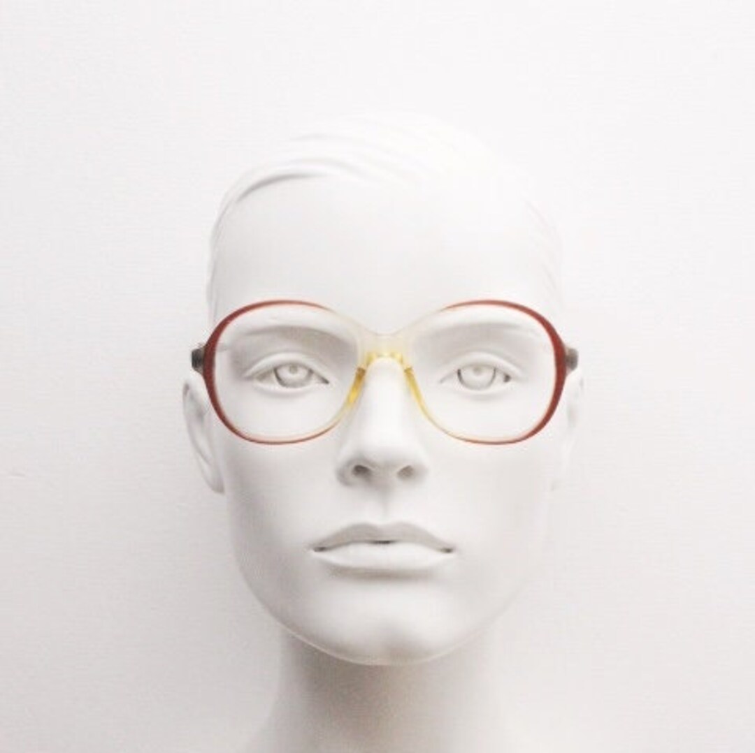 70s Vintage Round Eye Glasses Made in the UK. Womens Yellow Crystal ...