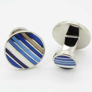 Vintage Round Striped Cuff Links Made in England. Solid Metal ...