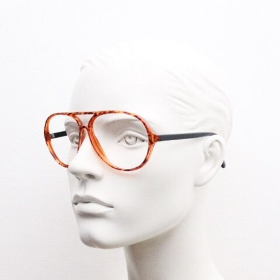 70s vintage acetate square aviator eye glasses. Mottl… - Gem