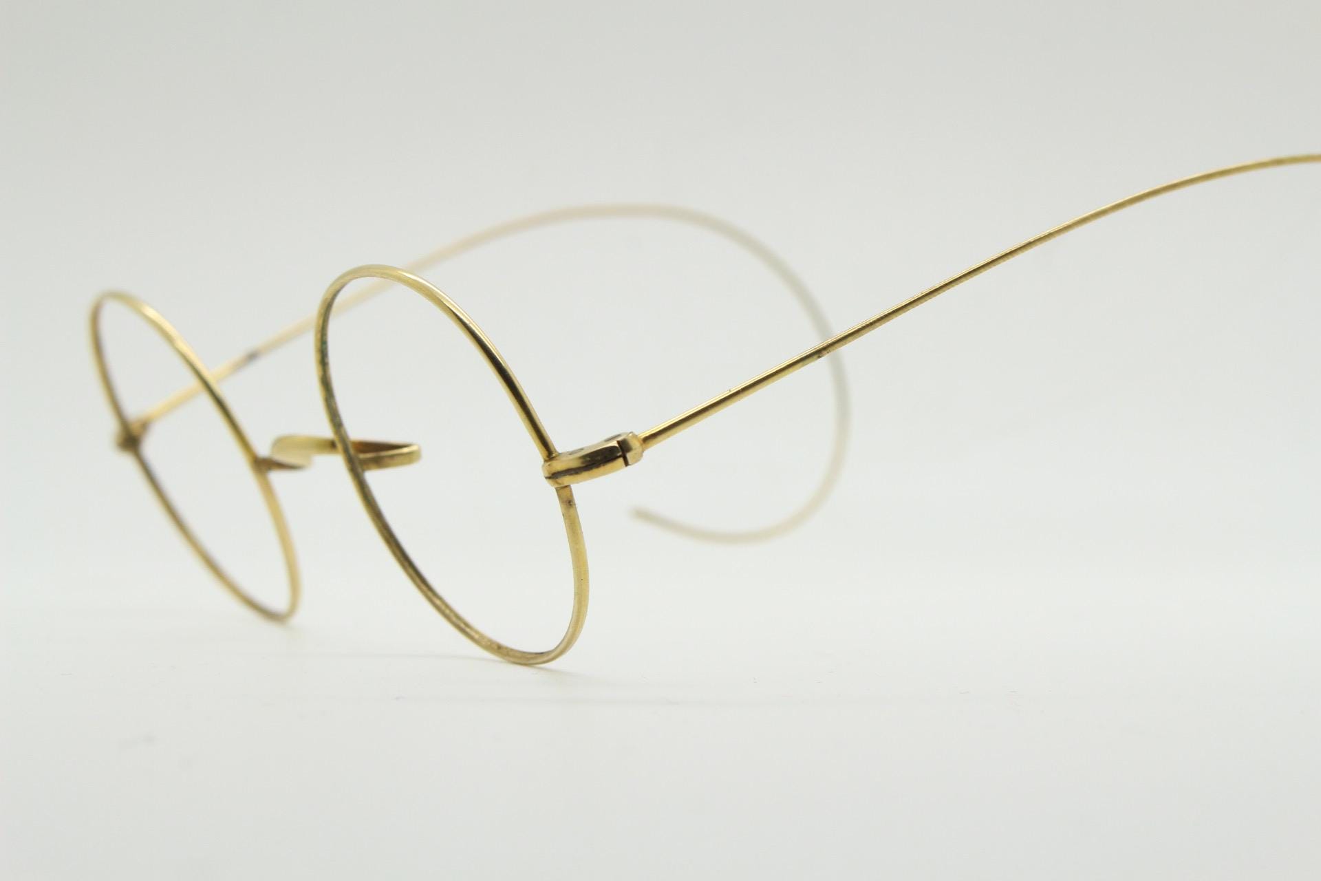 1920s Vintage Antique Round Eye Glasses by Hadley. Gold Metal Optical ...