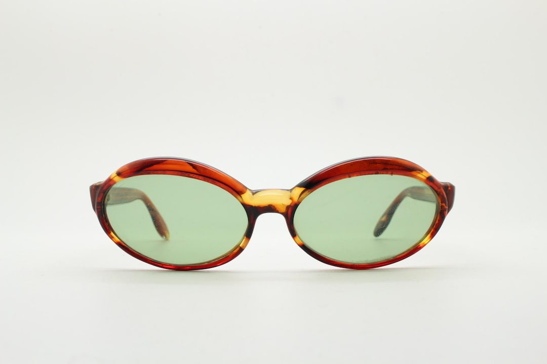 60s Stylised Oval Vintage Sunglasses. Mottled Honey Brown Acetate Frame ...