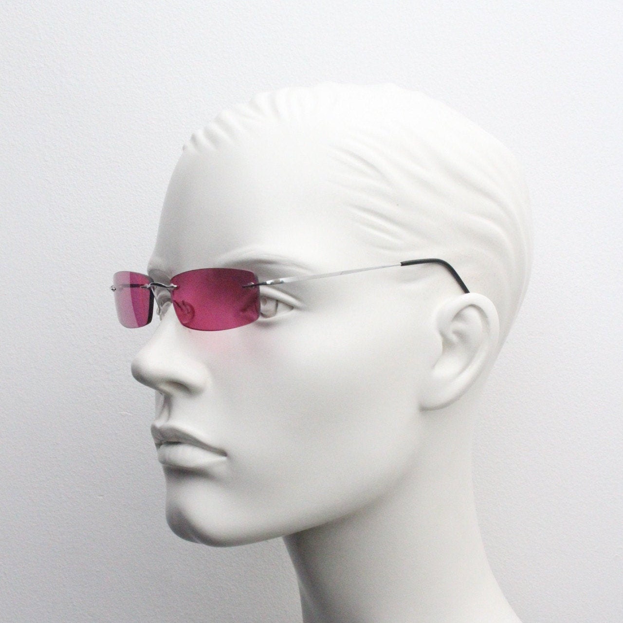 Y2K Vintage Frameless Sunglasses With Small Pink Rectangular - Etsy UK