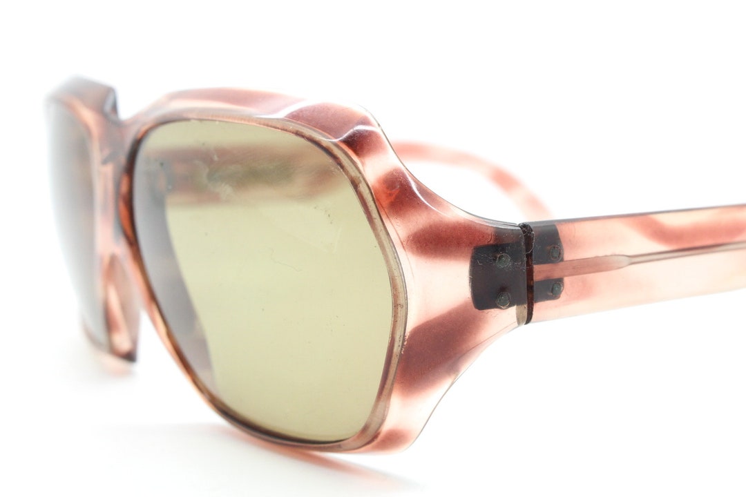 70s Vintage Square Aviator Sunglasses. Thick Framed Curved Goggle ...