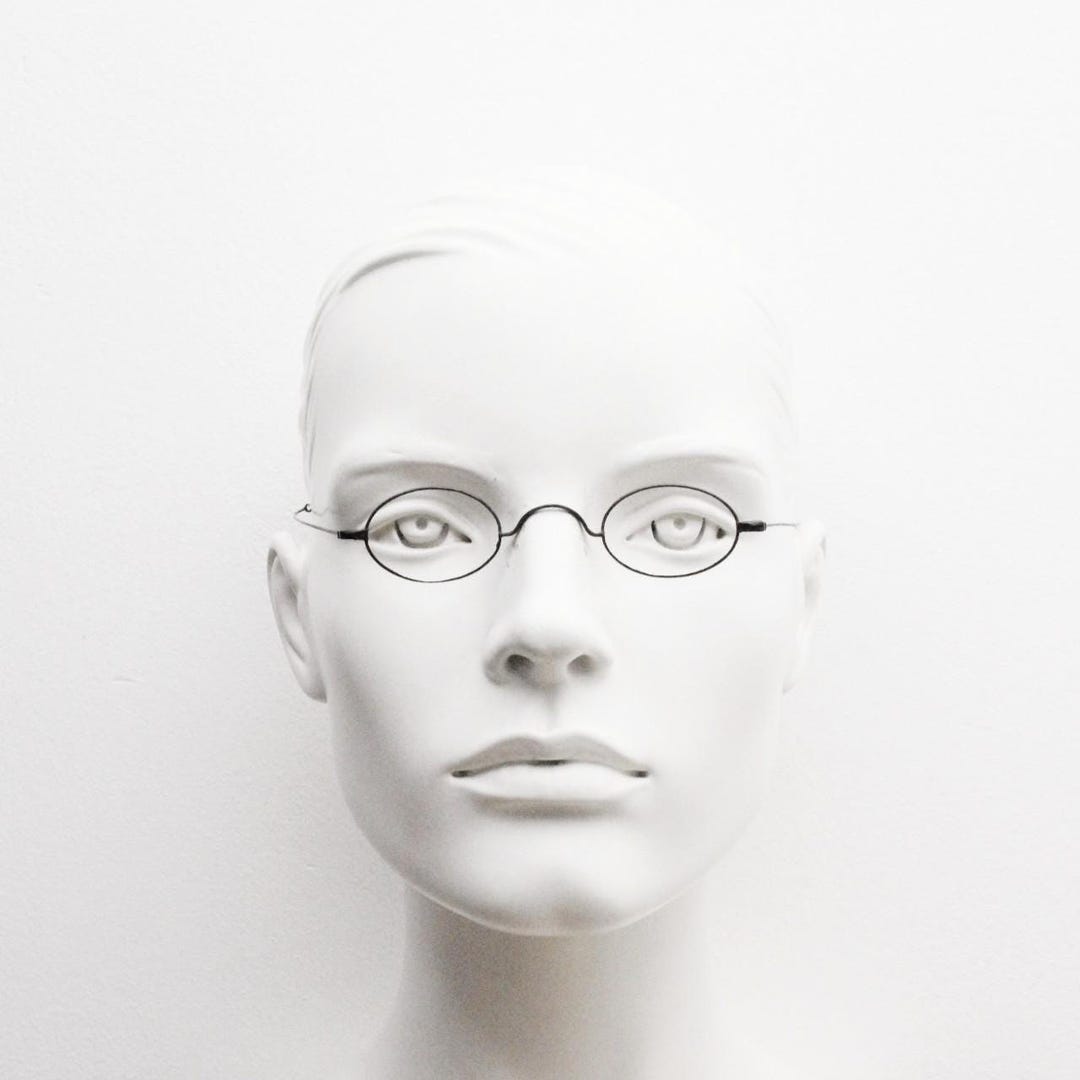 Victorian Vintage Metal Oval Eye Glasses. Black Wire Optical Frame With ...