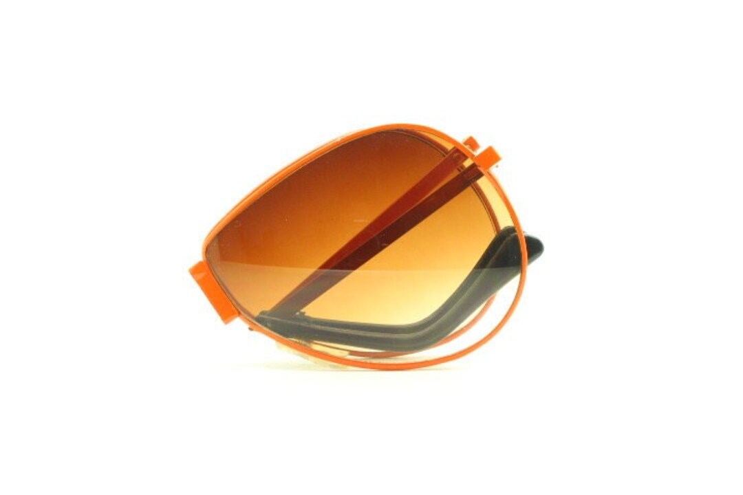 Vintage 70s Folding Aviator Sunglasses. Orange Metal Frame Teardrop ...