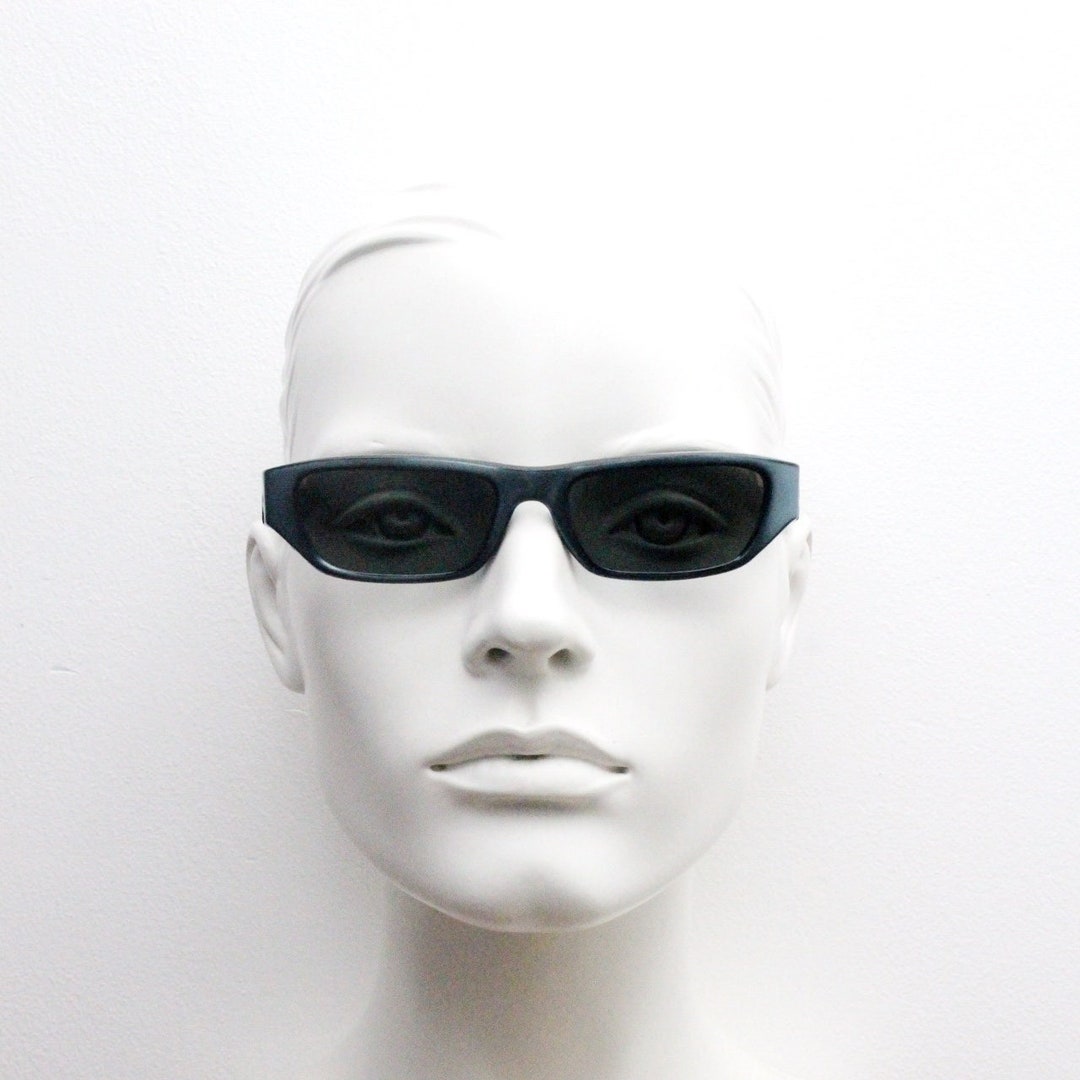 Samco 60s Vintage Rectangular Sunglasses. Beatnik Blue Low Profile ...