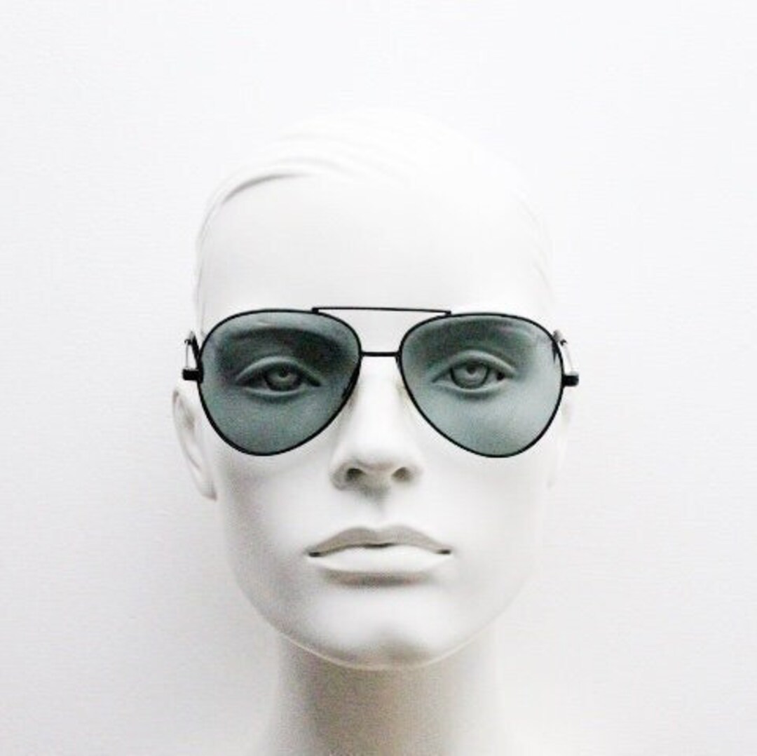 70s Vintage Aviator Sunglasses. Black Metal Teardrop Frame With Impact ...