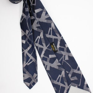 70s Vintage Necktie Made in Japan by Teijin. Navy Blue and Grey ...