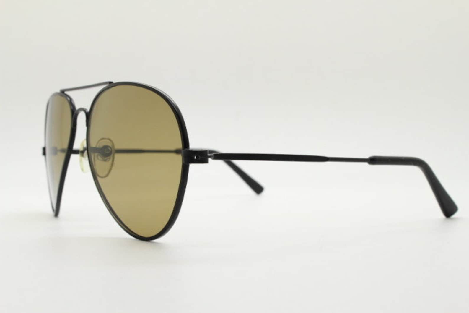 70s Vintage Aviator Sunglasses. Perfect Sized Black Metal Teardrop ...