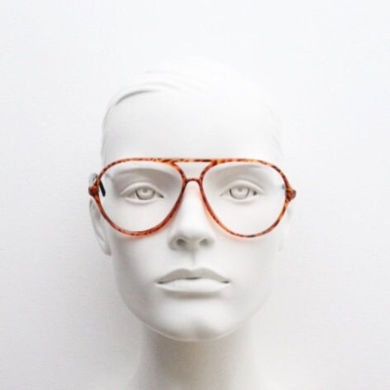 70s vintage acetate square aviator eye glasses. Mottl… - Gem