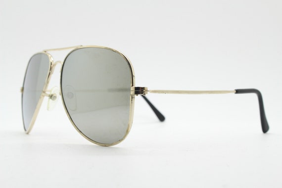 70s vintage mirror aviator sunglasses. Gold metal tea… - Gem