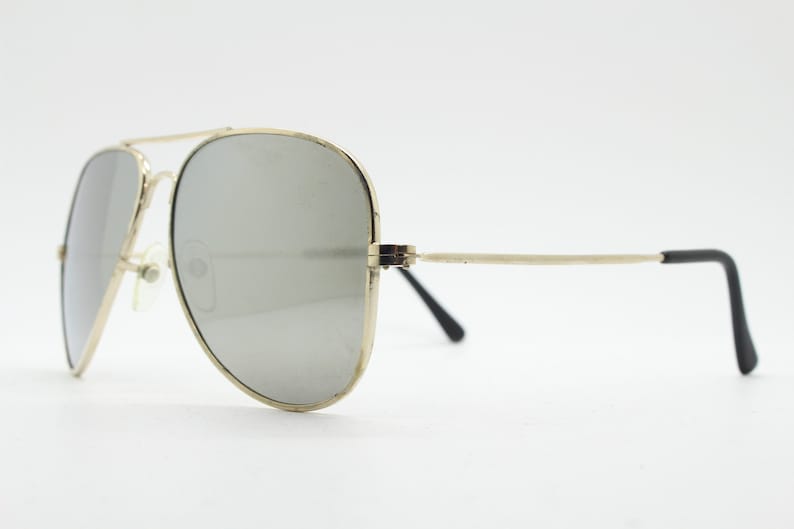 70s Vintage Mirror Aviator Sunglasses. Silver Metal Teardrop Frame With ...