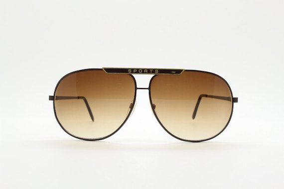 80s vintage big aviators. Brown metal frame with sizz… - Gem