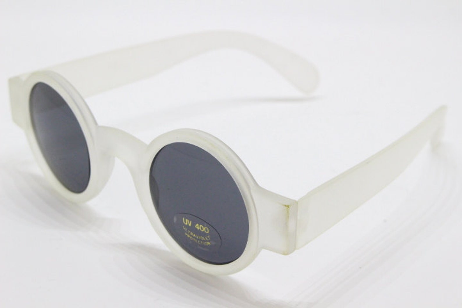 90s Vintage Round Micro Sunglasses. Tiny Frosted White Matt | Etsy