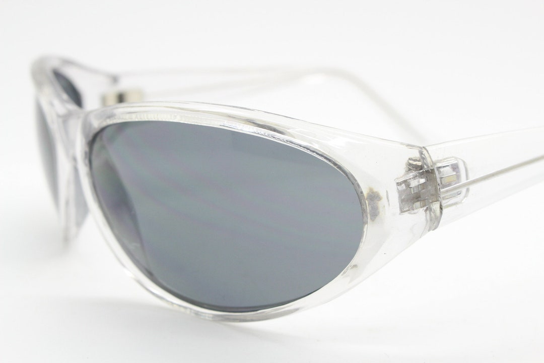 90s Vintage Futuristic Bug Eye Sunglasses. Transparent Crystal Wrap ...