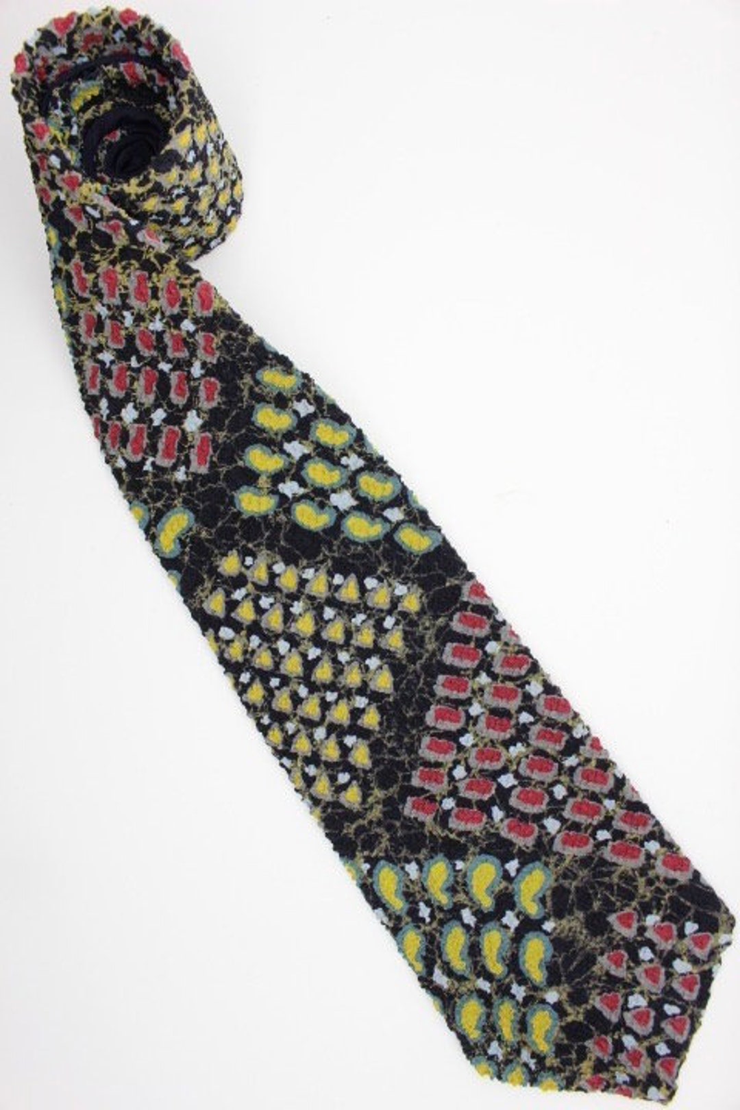 70s Vintage All Silk Neck Tie Made in Japan. Abstract Print Blue Red ...