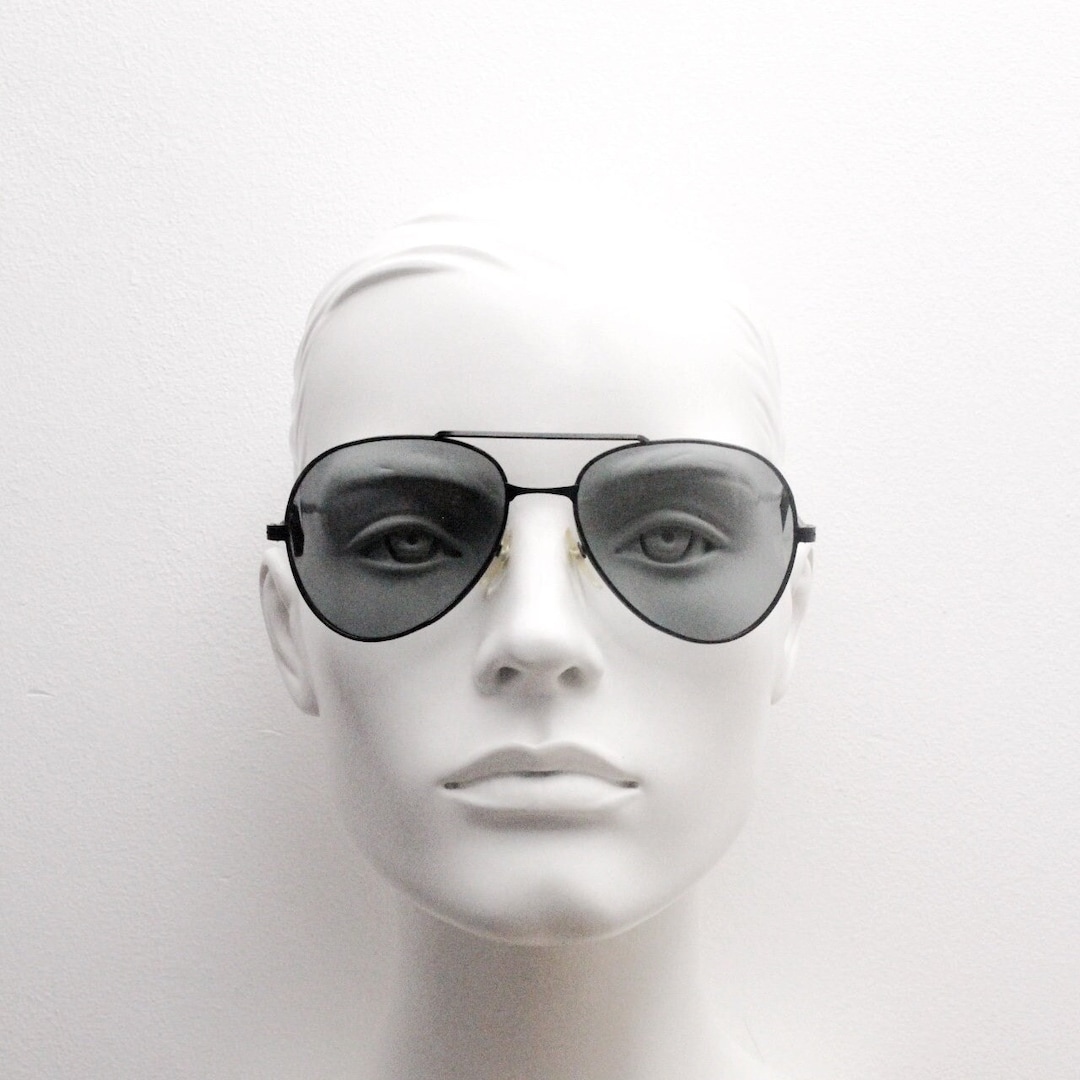 70s Vintage Aviator Sunglasses. Black Metal Teardrop Frame With Real ...