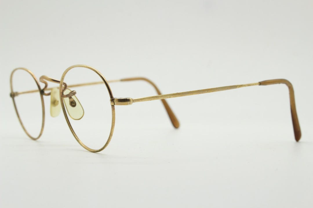 Algha Vintage 40s Childrens Round Panto Eye Glasses 1/20th Gold. Kids ...