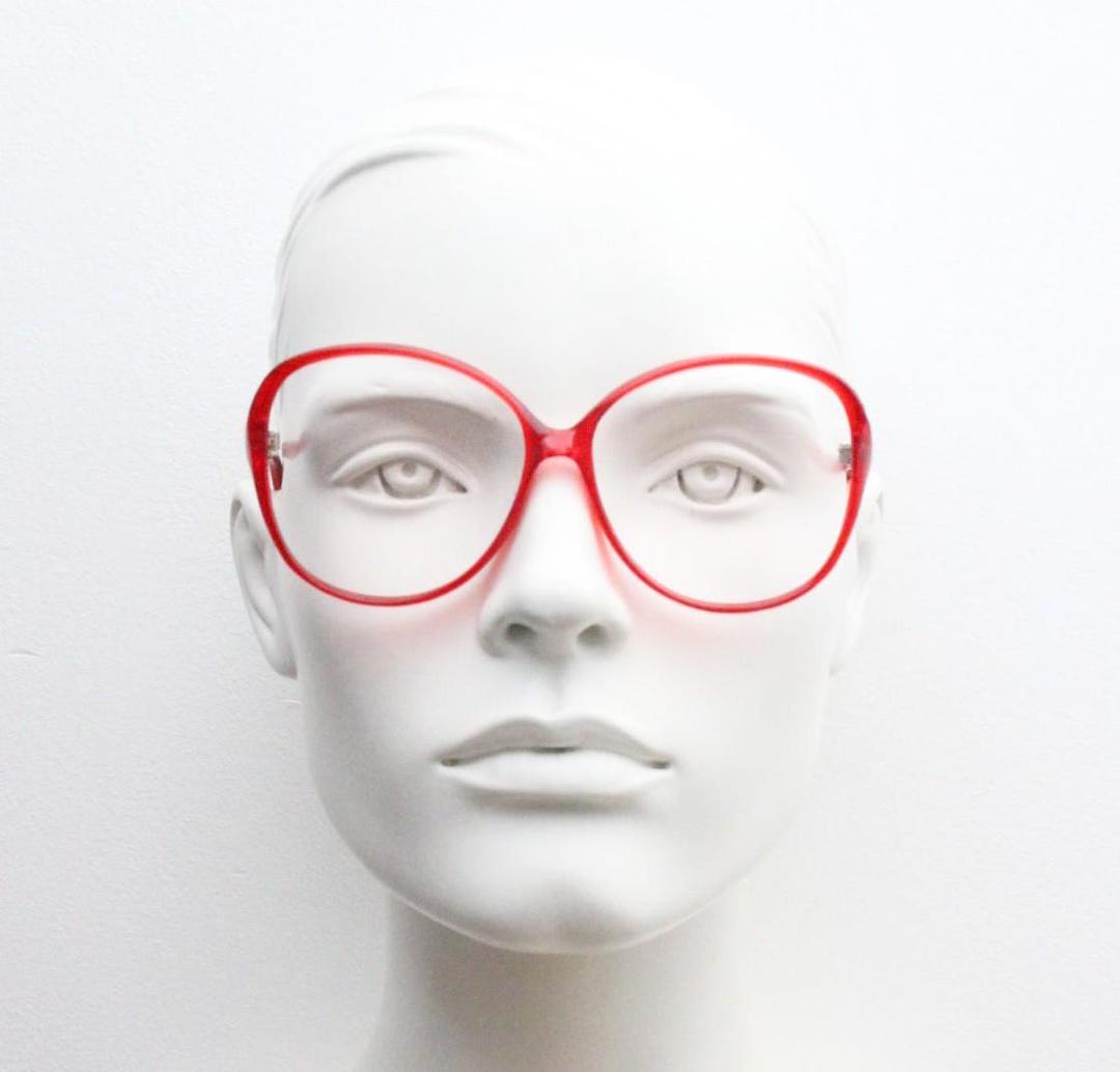 70s Vintage Extravagant Oversized Glasses. Bright Red Slender Optical ...