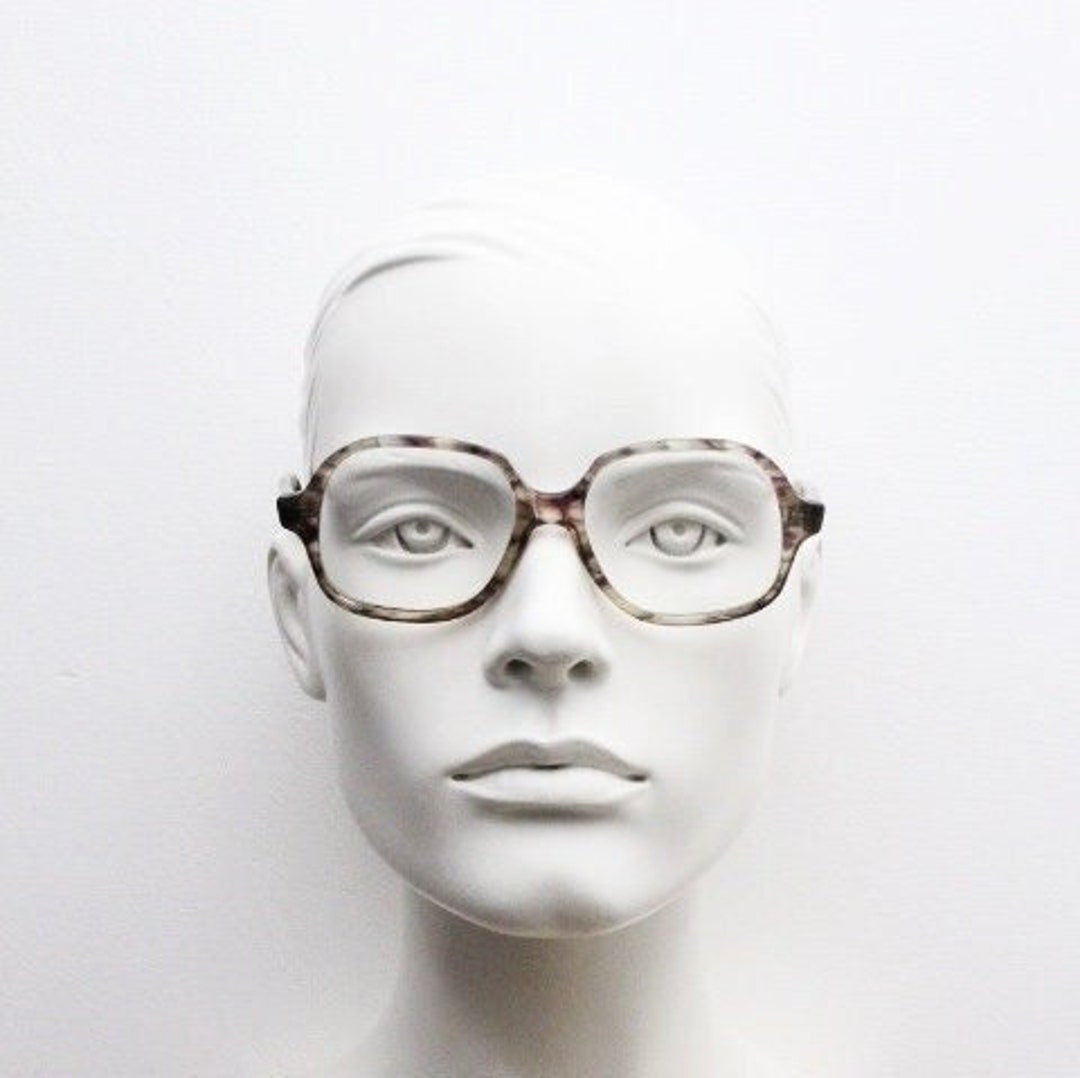 60s Vintage Square Eye Glasses. Mens Mottled Transparent Grey Acetate ...