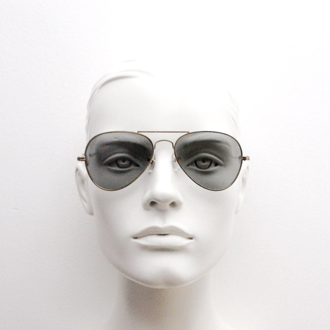 70s Vintage Aviator Sunglasses. Gold Metal Medium Sized Teardrop Frame ...