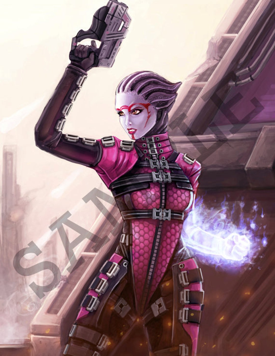 Mass Effect Asari Original Print Etsy