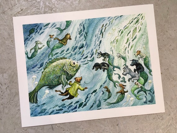 PRINT Merdogs and Merpups archival limited edition giclee | Etsy