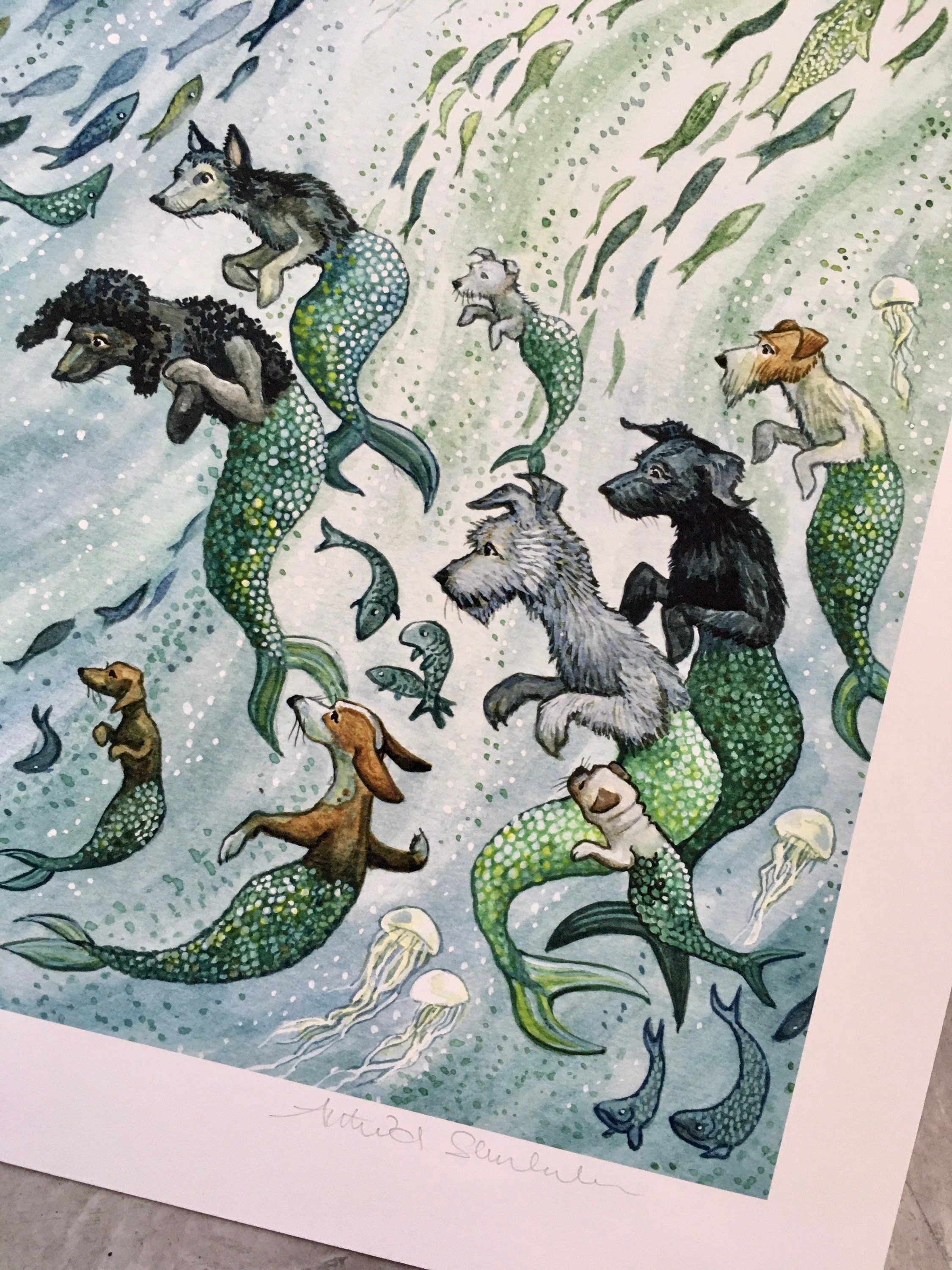 PRINT Merdogs and Merpups archival Limited Edition Giclee - Etsy