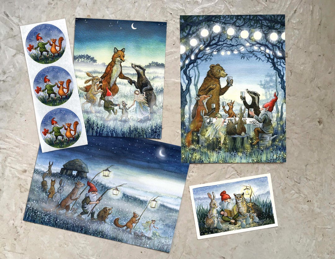 Moonlight Collection (7 Item Set - Cards and Stickers) - Etsy
