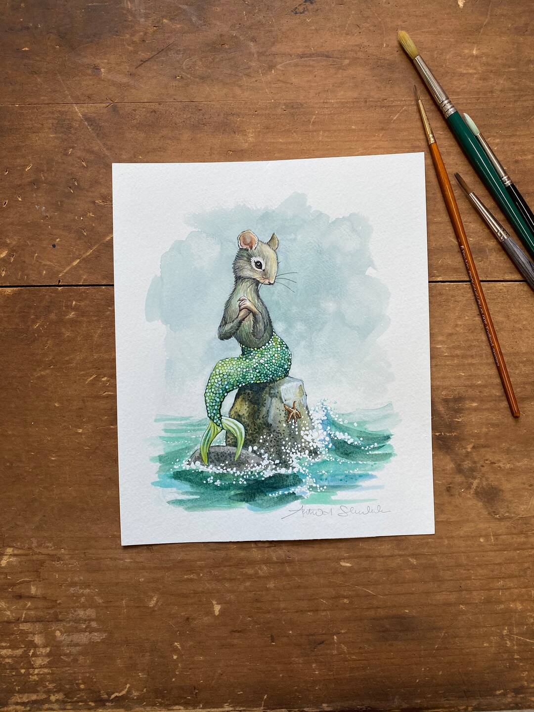 ORIGINAL - Mermouse (watercolor) - Etsy