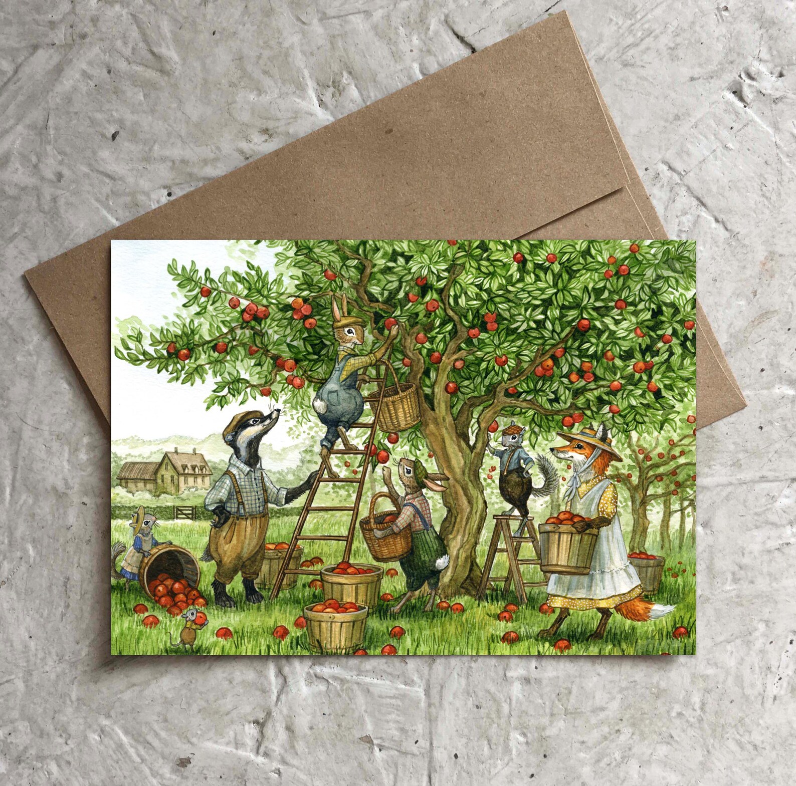 Apple Orchard (blank Card) 5 X 7 Inches - Etsy
