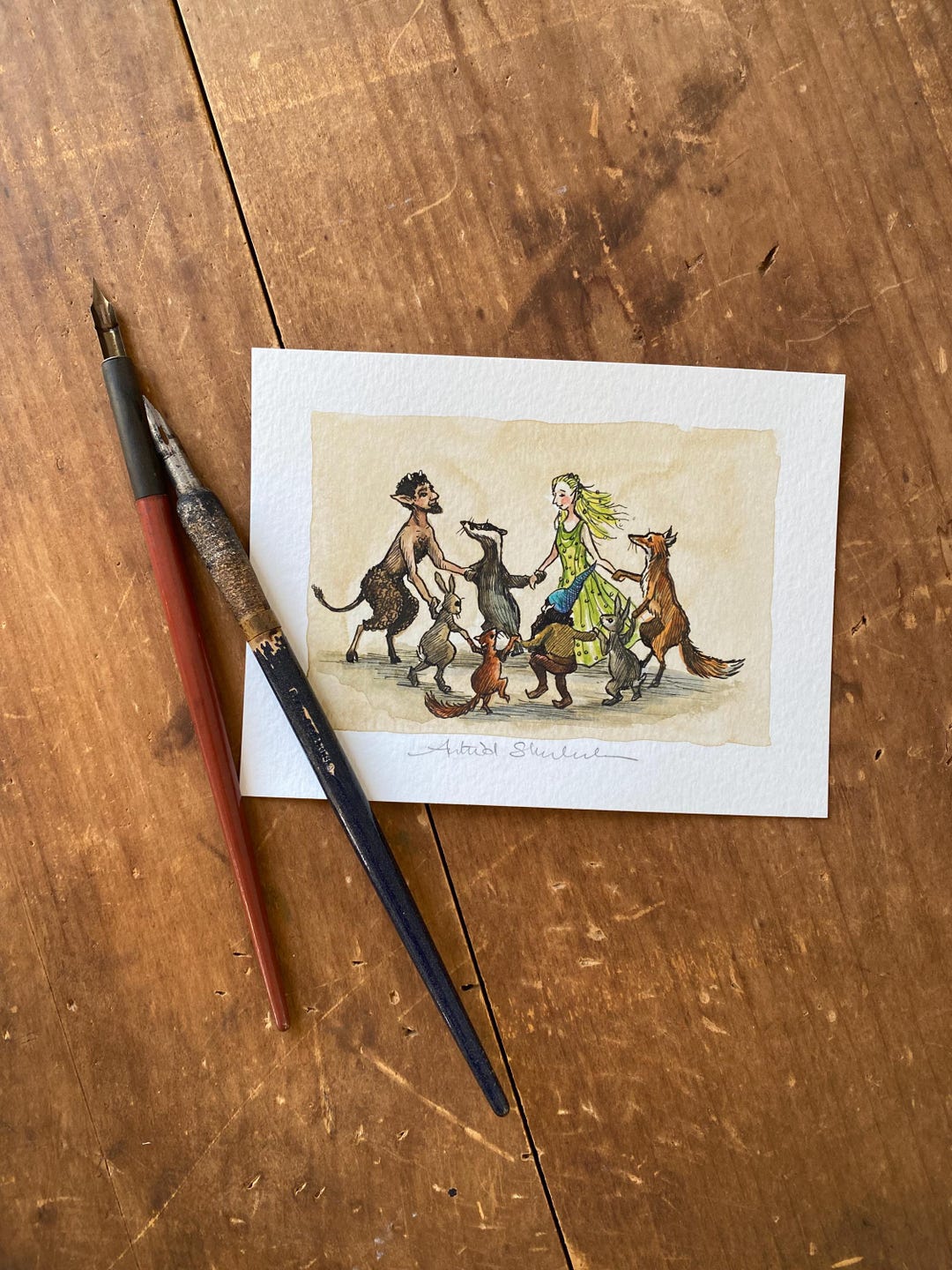 ORIGINAL - the Dancing Ring (ink & Watercolor) - Etsy