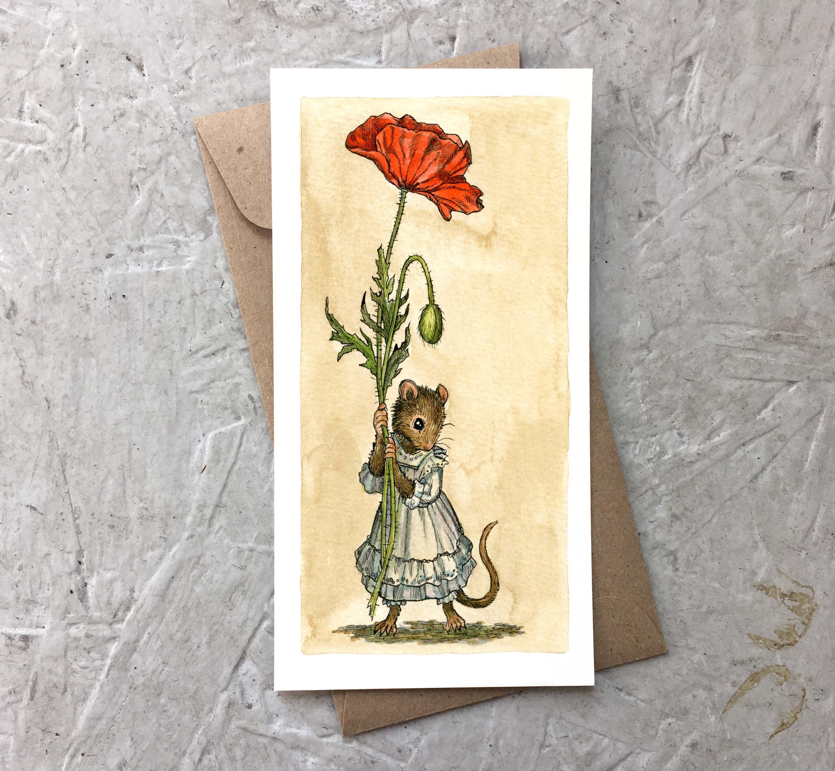 Poppy Mouse (slim Card) - Etsy