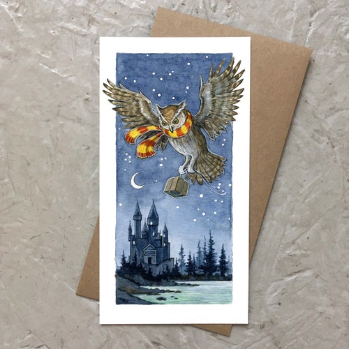 Castle Owl slim Card - Etsy