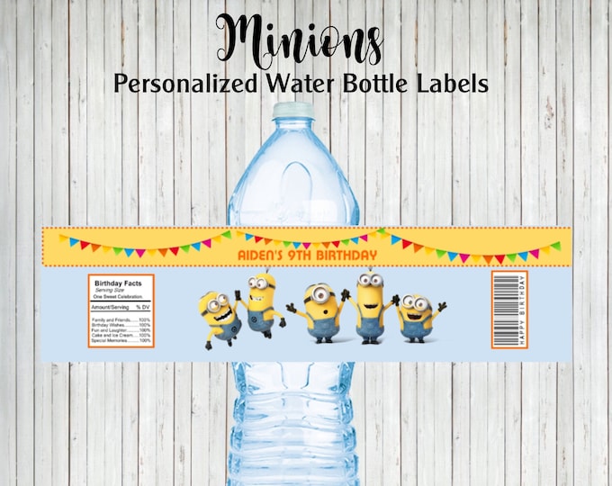 Minion Water Bottle Label Printable INSTANT DOWNLOAD Minion Birthday ...
