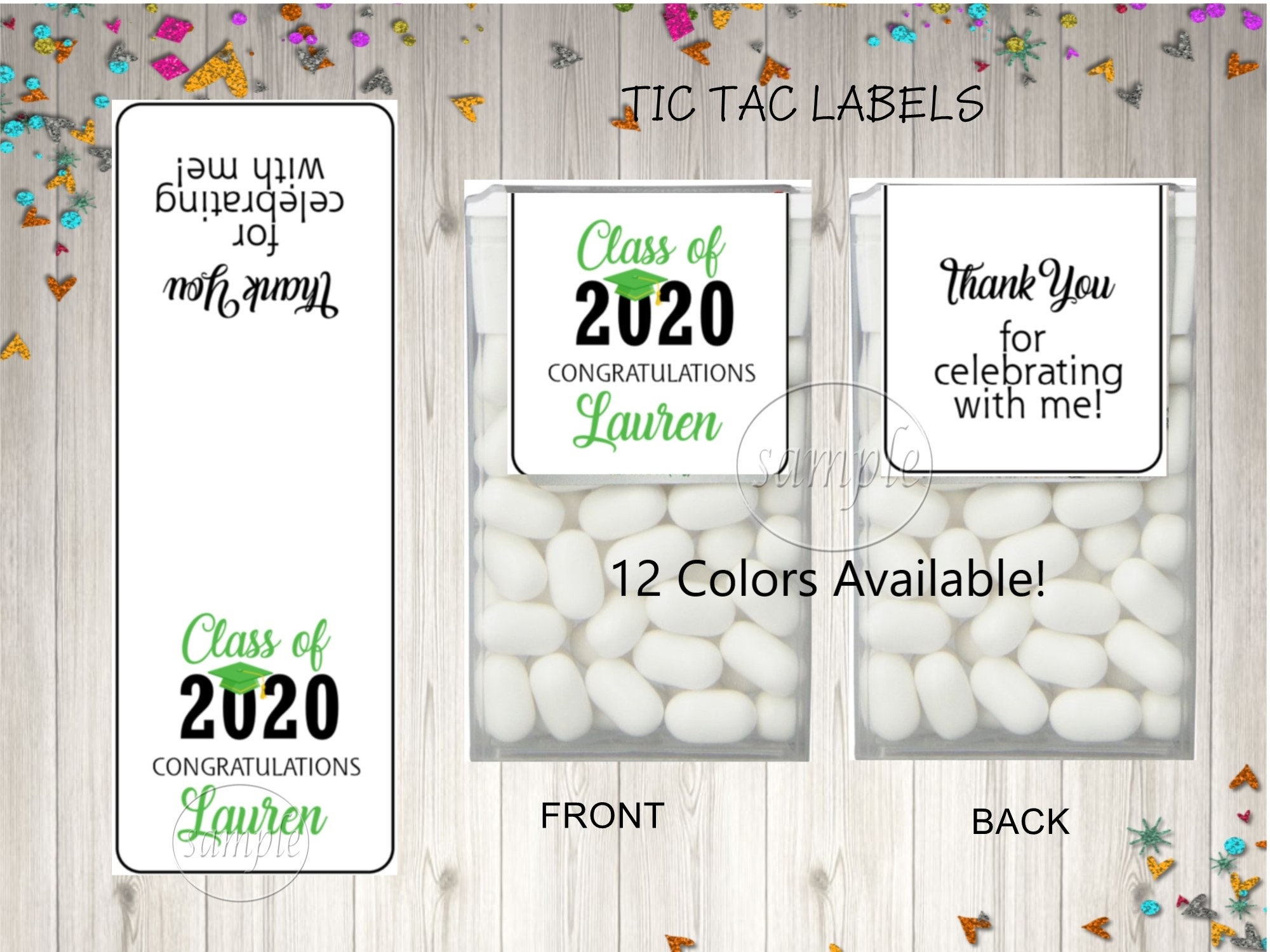 Graduation Party Favors Tic Tac Labels Tic Tac Stickers 12 | Etsy