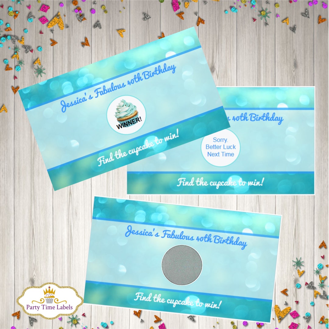 Teal Blue Scratch off Cards - Any Age Birthday Party Game - Birthday ...