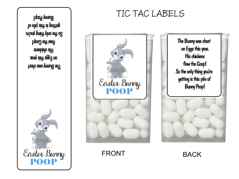 Bunny Poop Easter Tic Tac Labels Easter Basket Fillers - Etsy