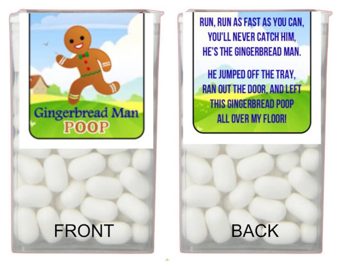Gingerbread Man Poop Tic Tac Labels - Christmas Stocking Stuffers ...