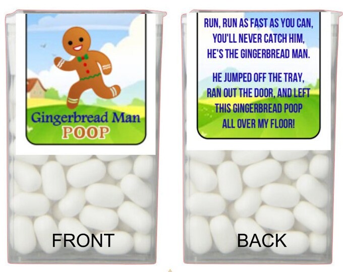 Gingerbread Man Poop Tic Tac Labels Christmas Stocking Stuffers ...