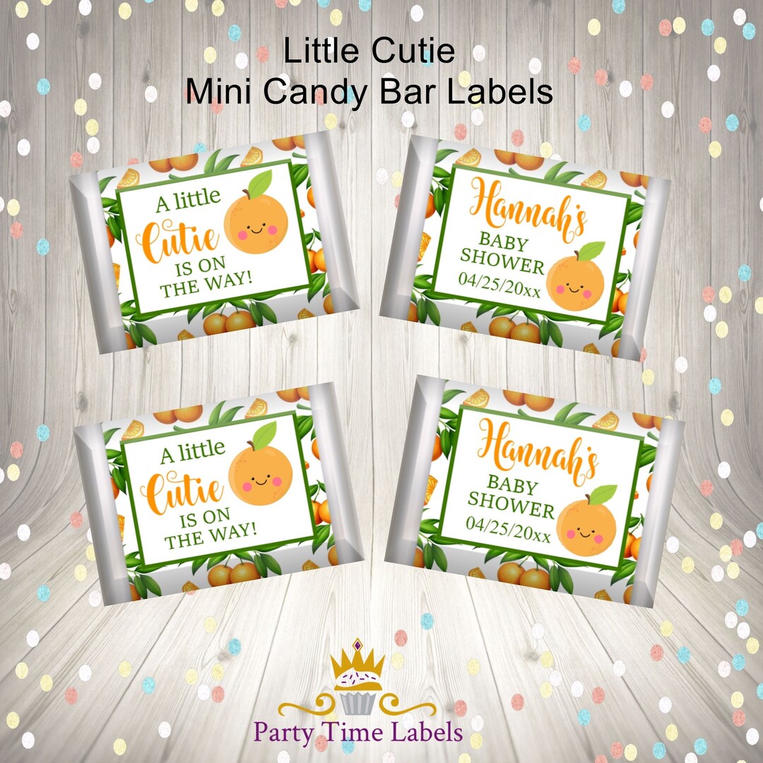 Little Cutie Mini Candy Bar Labels - Baby Shower Favors - Clementine ...