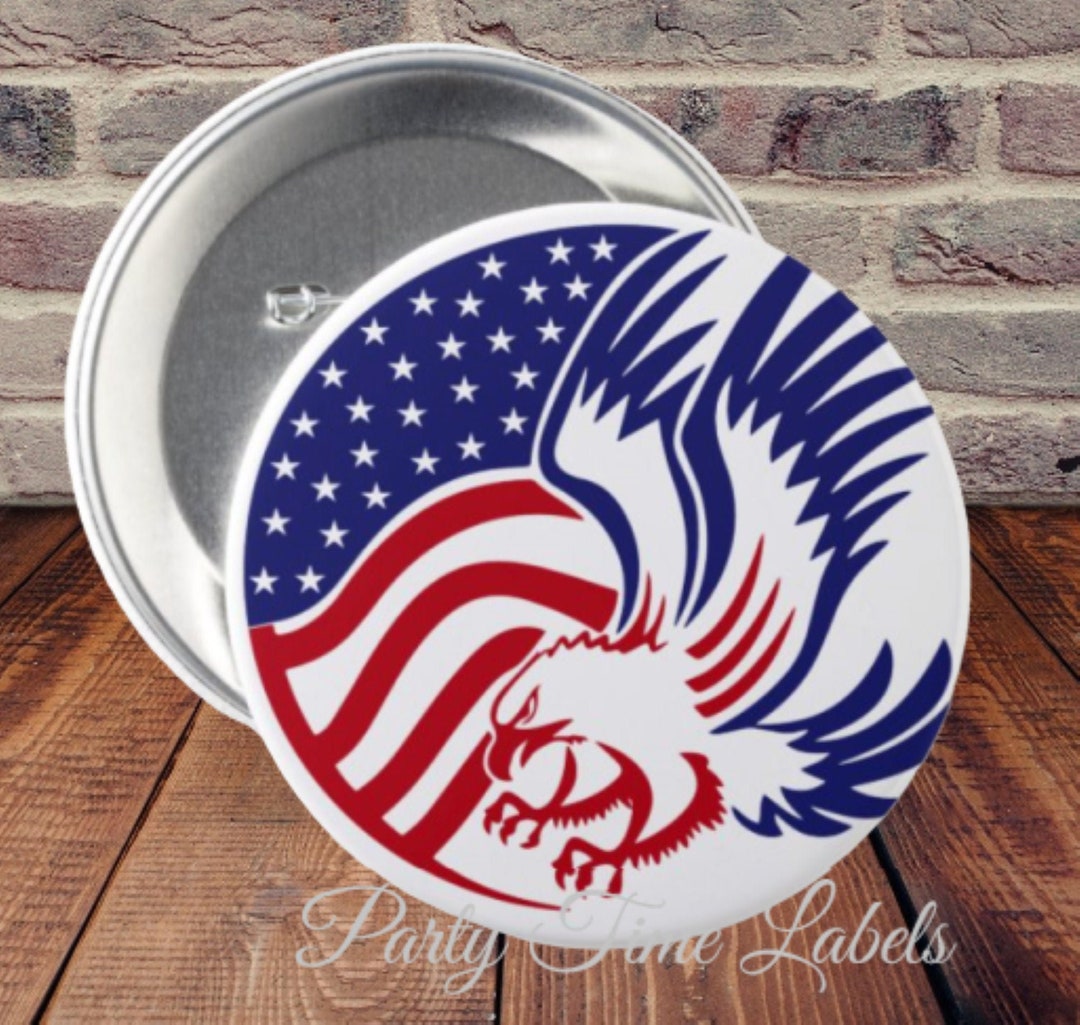 4th of July - Eagle Flag Buttons - USA Flag Pins - Patriotic Pins - 4th ...