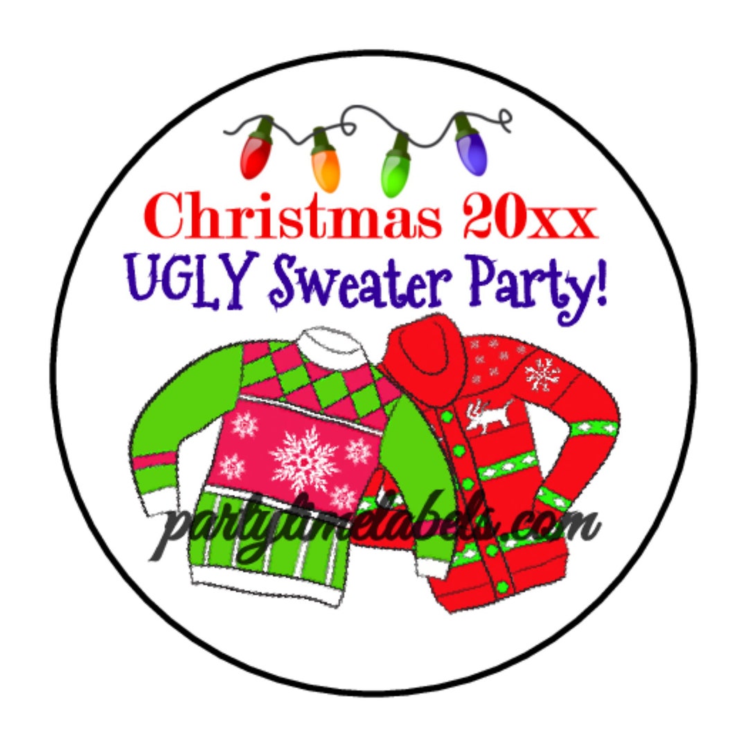 Ugly Christmas Sweater Stickers - Christmas Party Favors - Christmas ...