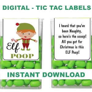 DIGITAL DOWNLOAD Elf Poop Tic Tac Labels Christmas Stocking Stuffer ...