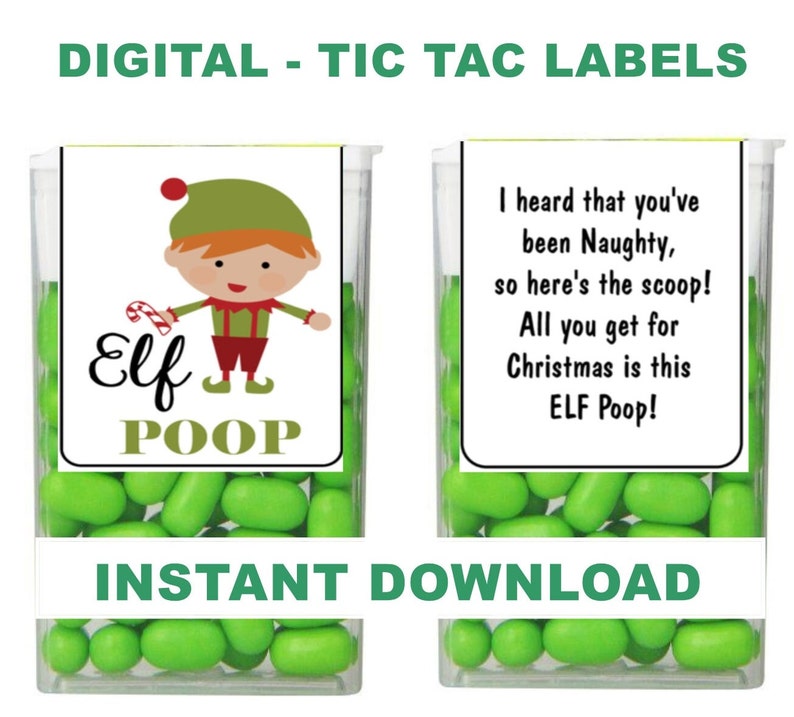 DIGITAL DOWNLOAD - Elf Poop Tic Tac Labels - Christmas Stocking Stuffer ...