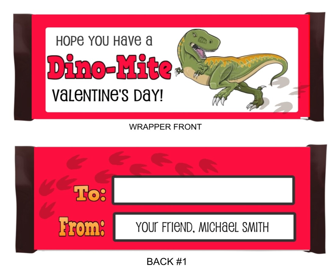 Dinosaur Valentine Candy Wrappers - Valentine Party Favors - Kids ...